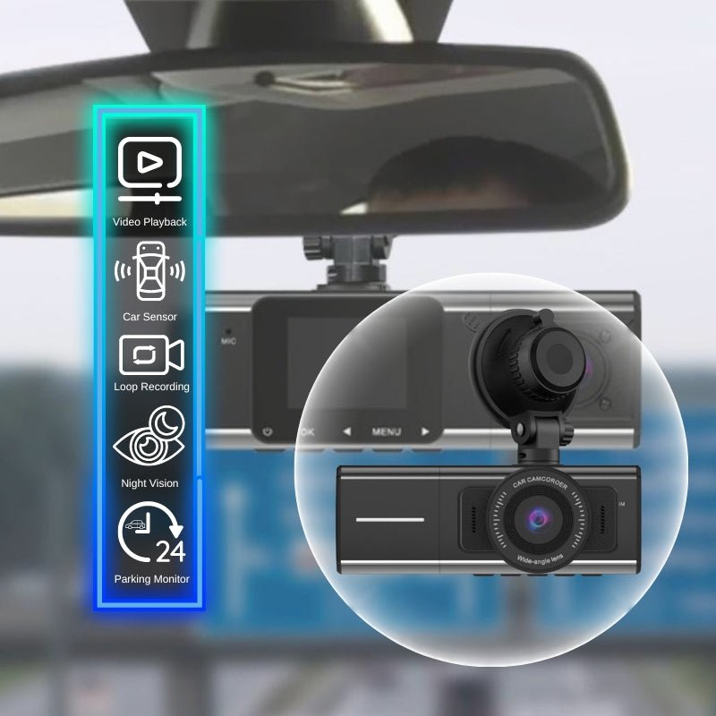 3 Cameras Smart Dash Cam Car DVR - Triple Lens Car Dash Cam with Inside ...