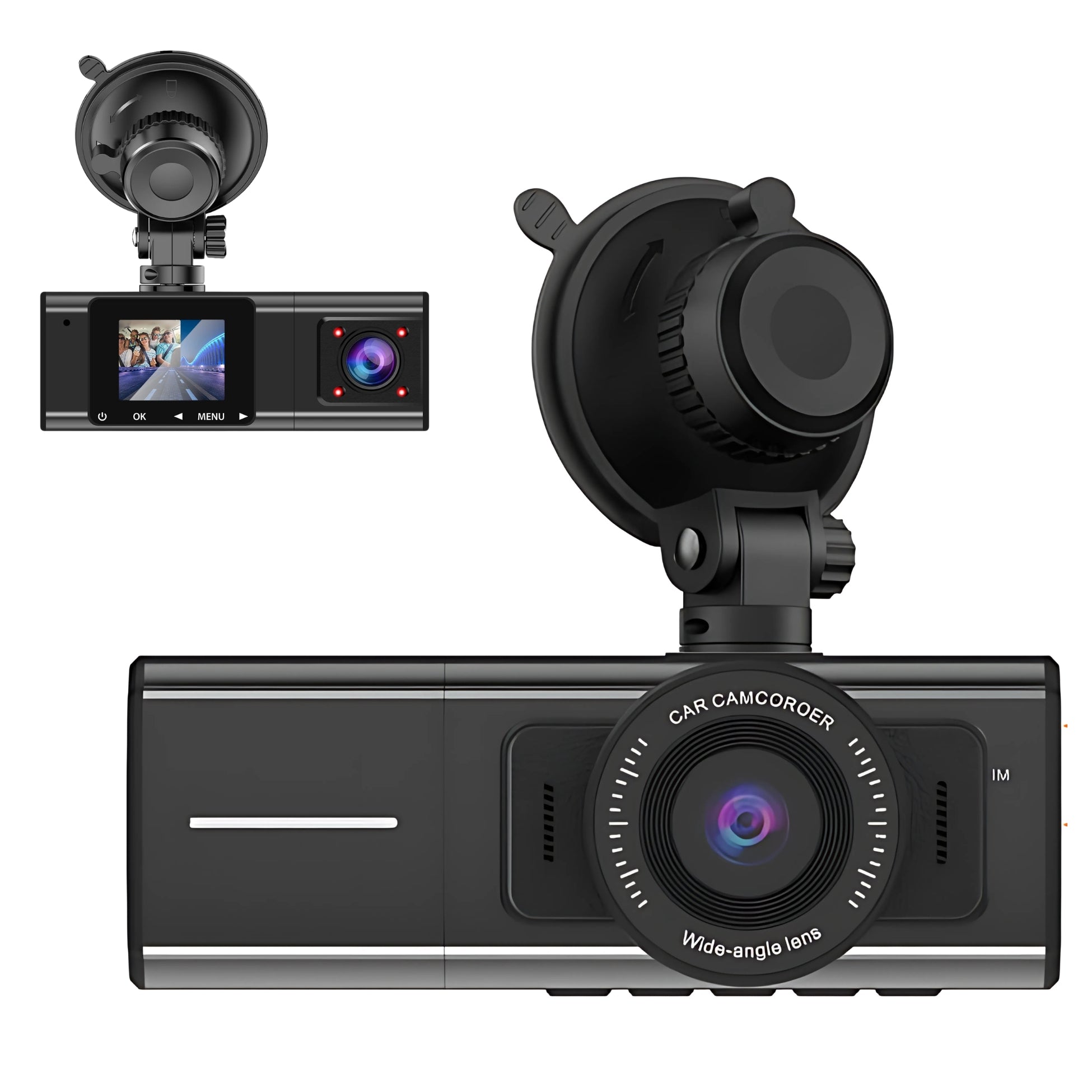 3 Cameras Smart Dash Cam Car DVR - Triple Lens Car Dash Cam with Inside ...