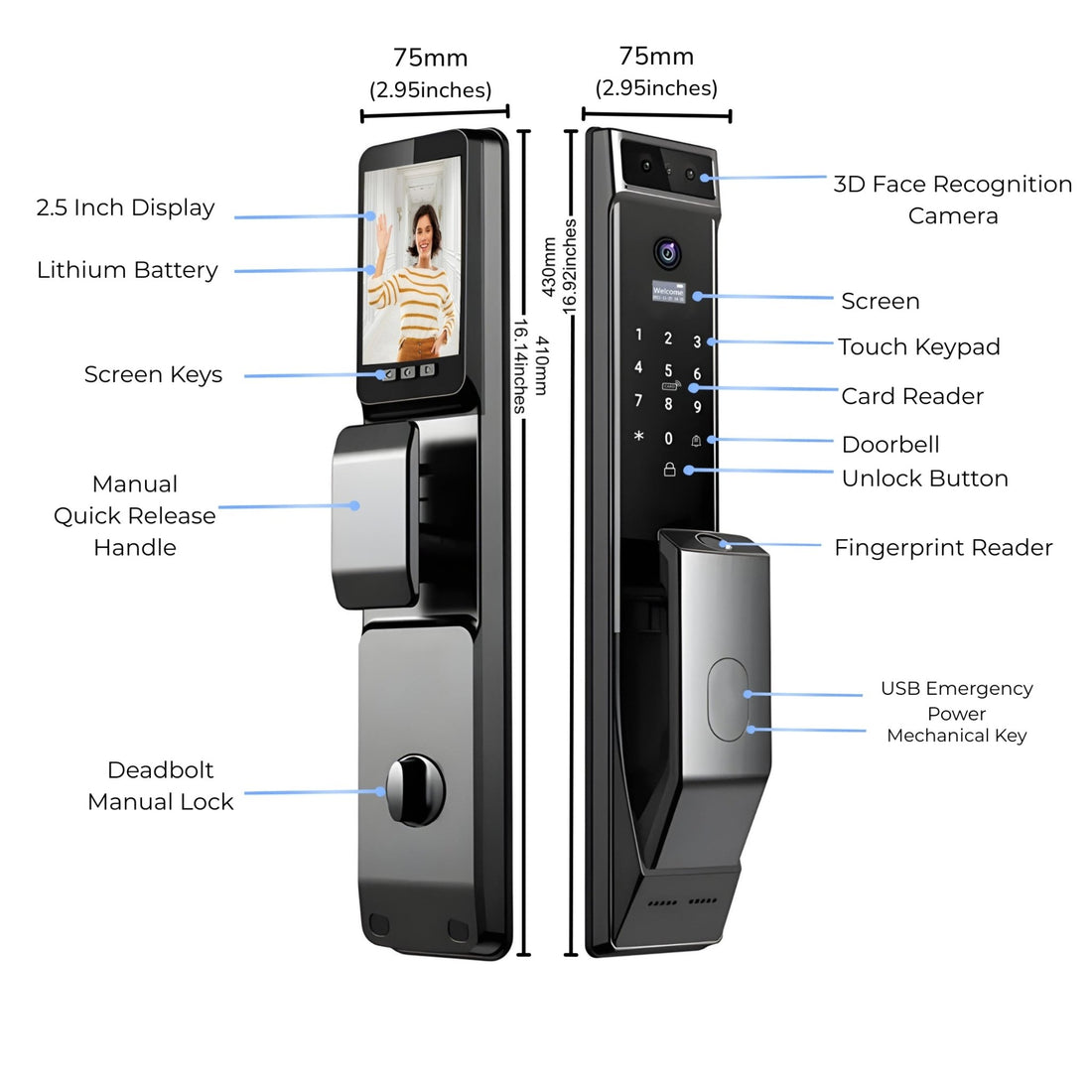 Smart Door Lock Face Recognition Plus - Camera Face Recognition Lock