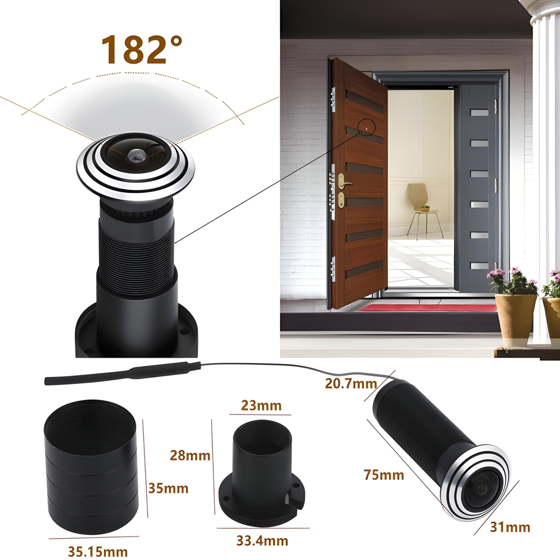 Smart Door Peephole Camera with HD Live Wide-angle Video and WiFi ...