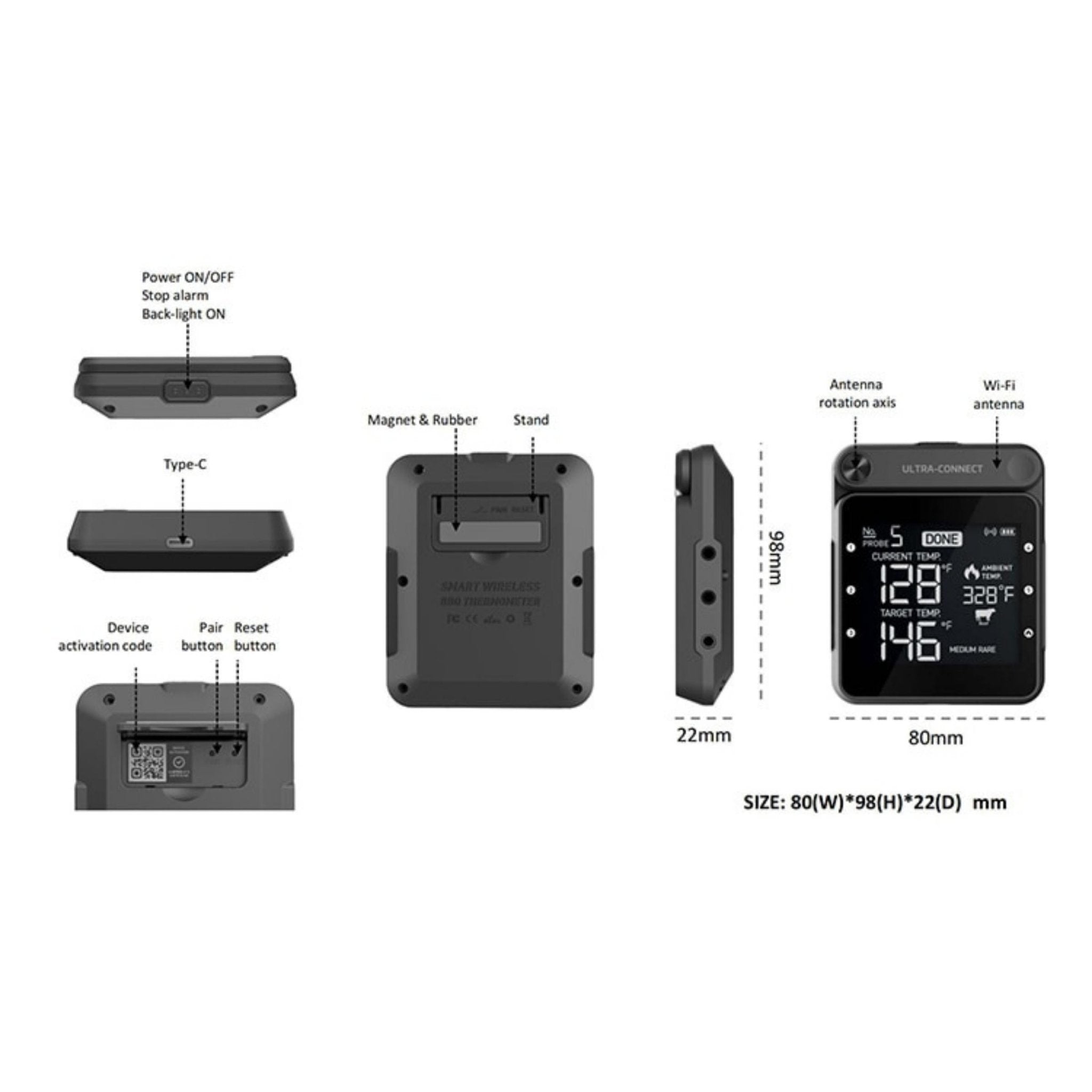 Smart Oven Thermometer - Monitor Cooking, Smart Oven Thermometer and ...