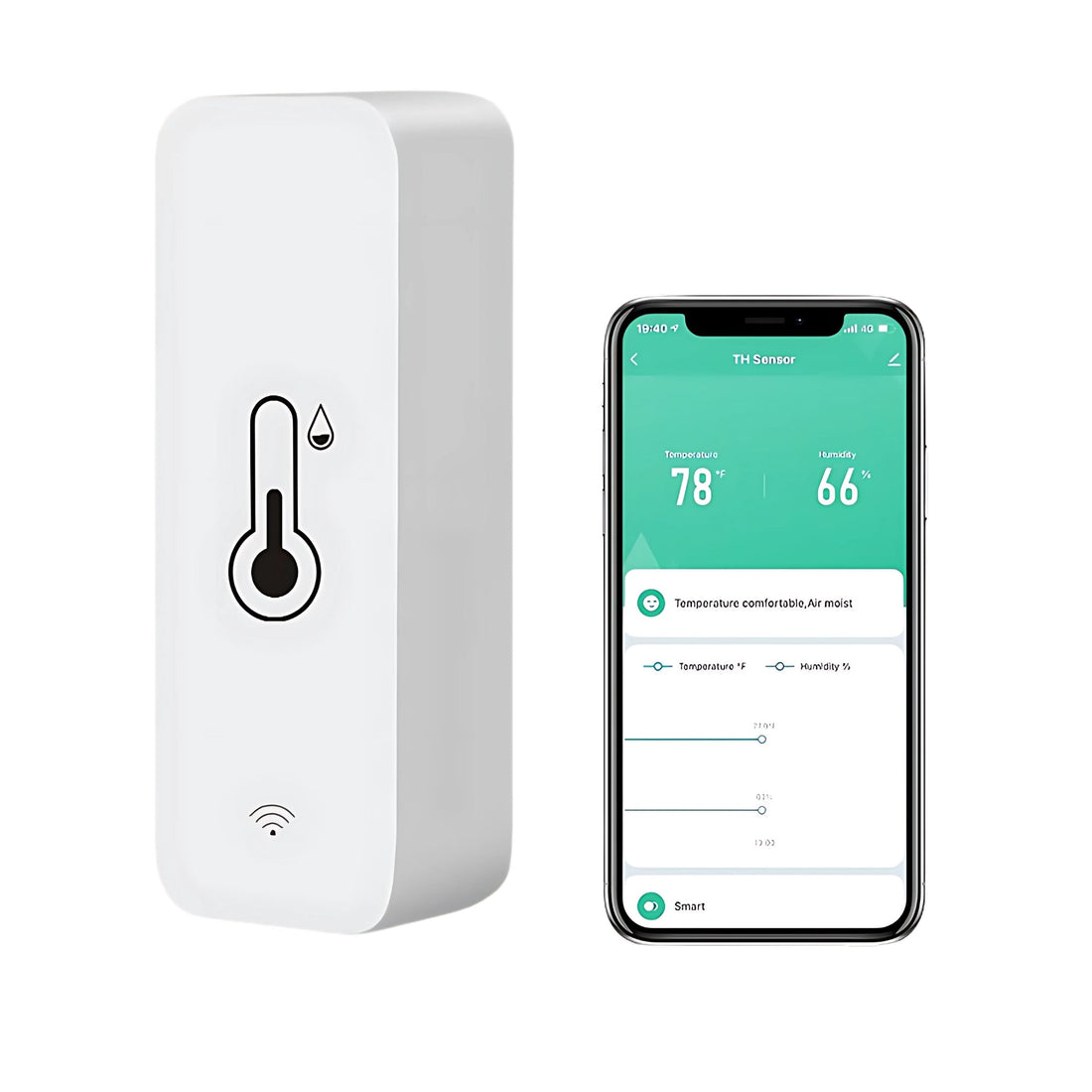 Smart Temperature Monitor Temperature and Humidity Sensor, Mobile App